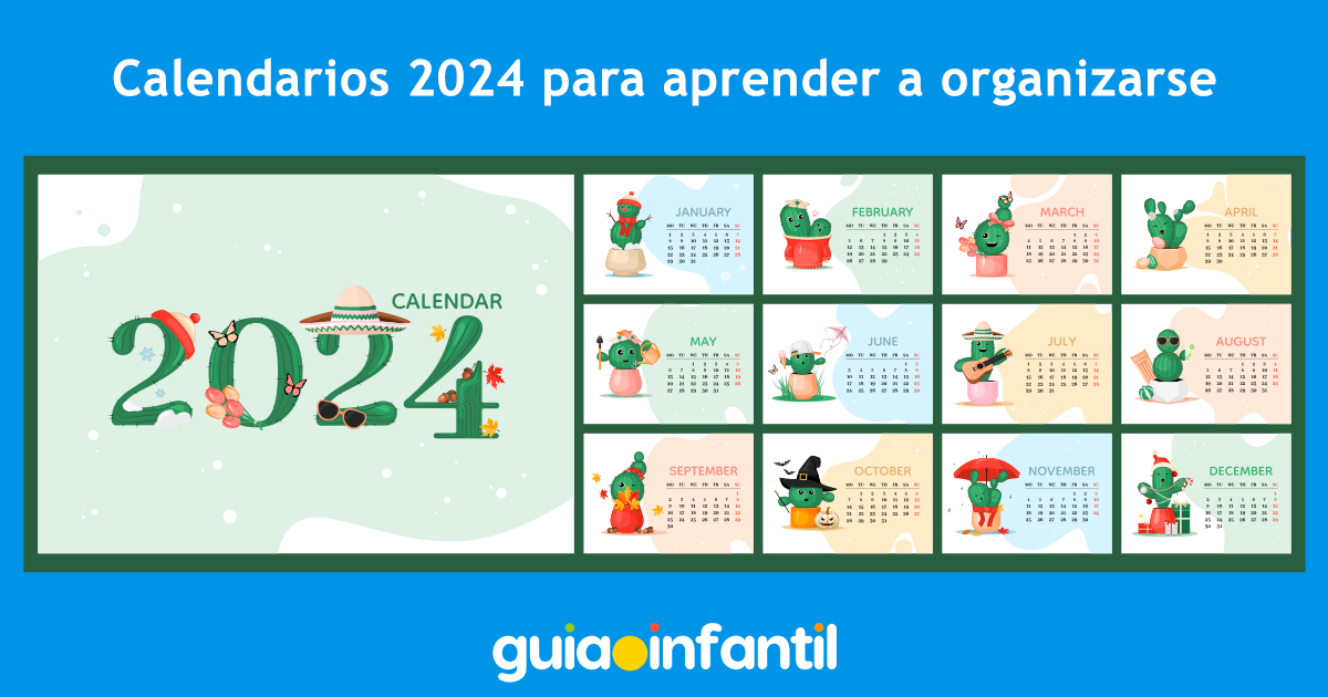 Calendarios 2024 ilustrados (para imprimir) Enseña a tu hijo a organizarse