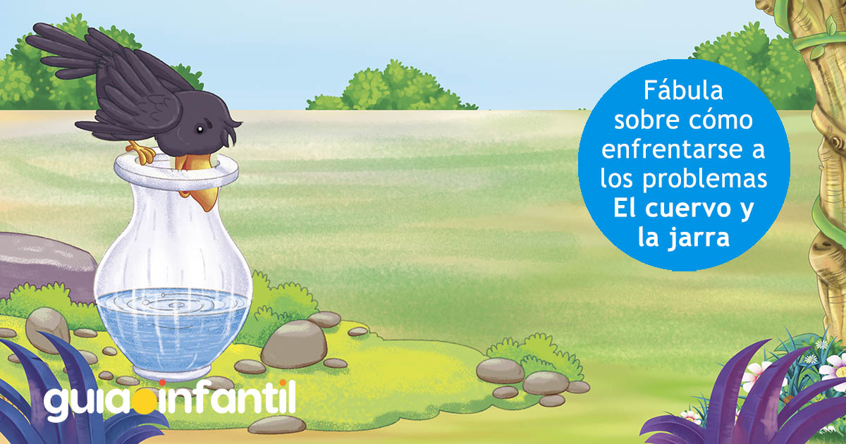 El cuervo y la jarra. Fábula de Esopo con moraleja para niños