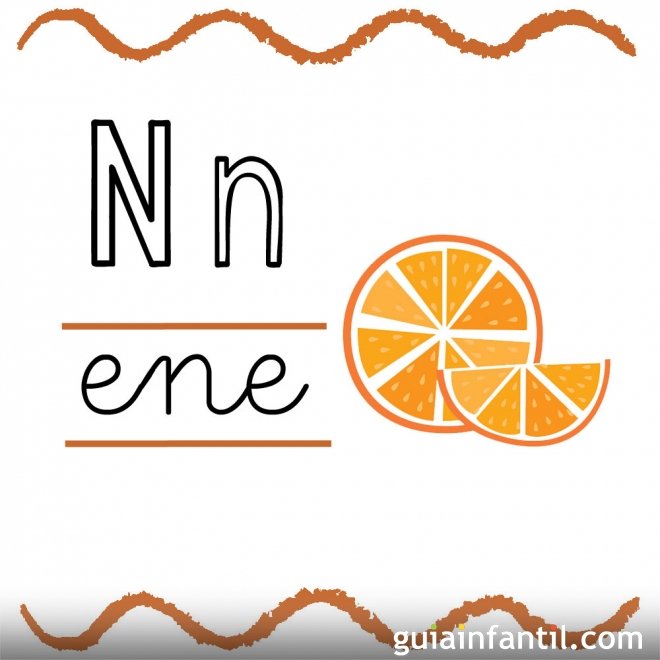 Letra N. Fichas con el abecedario para niños