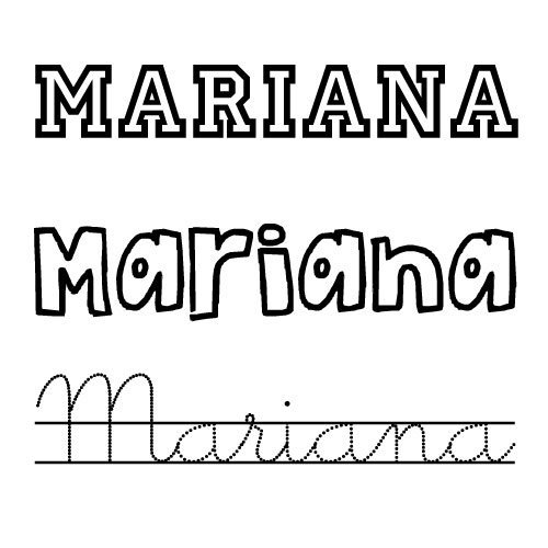 Dibujos para colorear del nombre Mariana