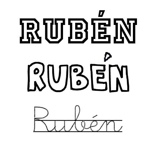 Dibujo del nombre Rubén para pintar con los niños