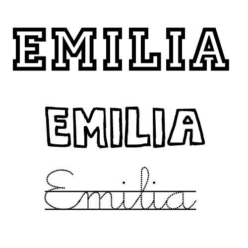 Dibujo del nombre Emilia para imprimir y colorear